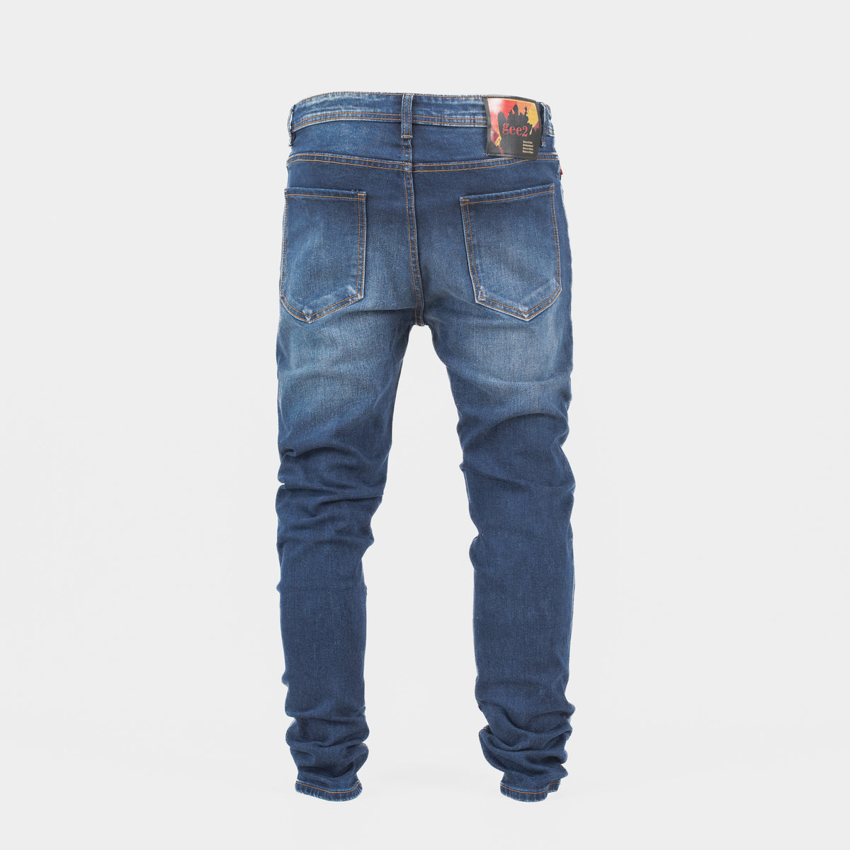 GEE2 Distressed “79” Graphic Slim Fit Denim Jeans – LOWKAL SA