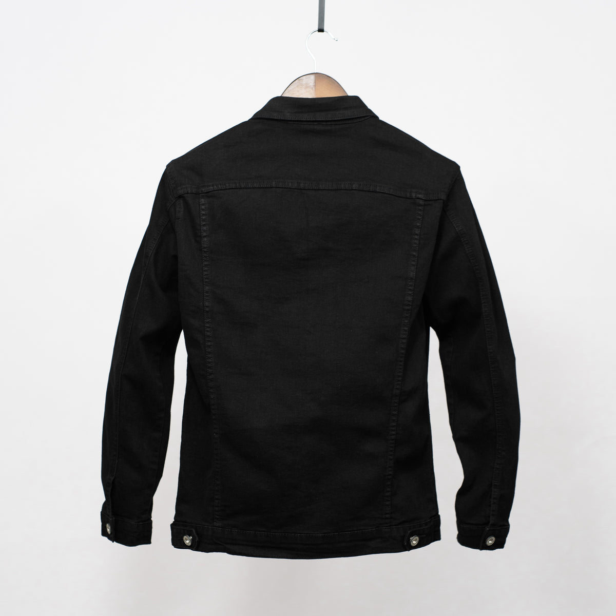 Men Solid Black Denim Jacket – LOWKAL SA
