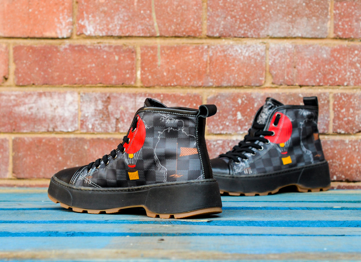 Checkered Graphic Designer Boots – LOWKAL SA